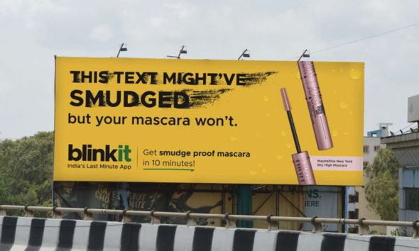 Blinkit and Maybelline's smudged billboard | Media4Growth